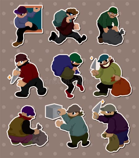 Thief stickers stock vector. Illustration of clip, criminal - 24698927