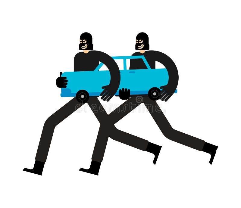 Thief Stolen Car. Criminal Stole Automobile Stock Vector - Illustration ...