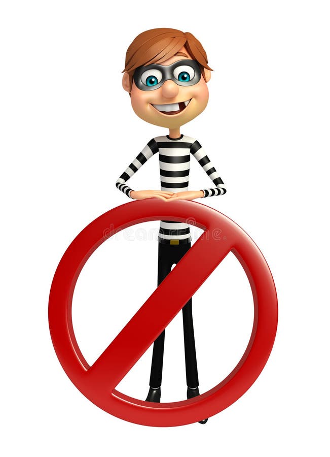 Thief with Stop sign stock illustration. Illustration of crime - 77476389