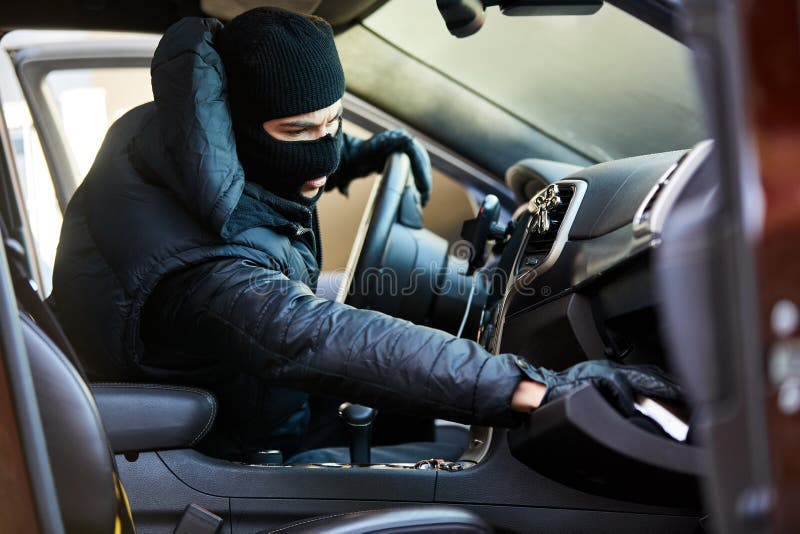 Car Thief in Car Theft on Car Door Stock Photo - Image of crime ...
