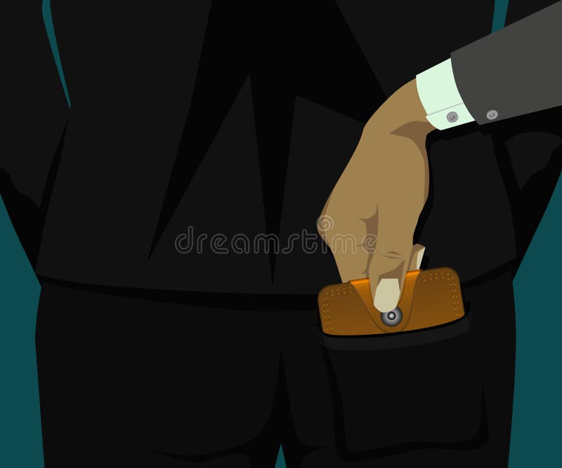 The Thief Took a Wallet in the Back Pocket Stock Vector - Illustration ...