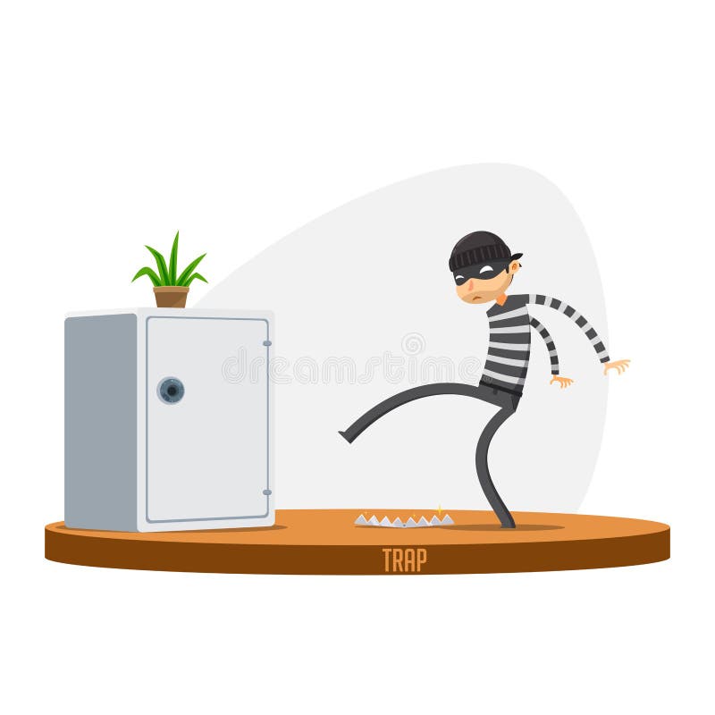 A Thief is Trying To Avoid Trap. Isolated Vector Illustration Stock ...