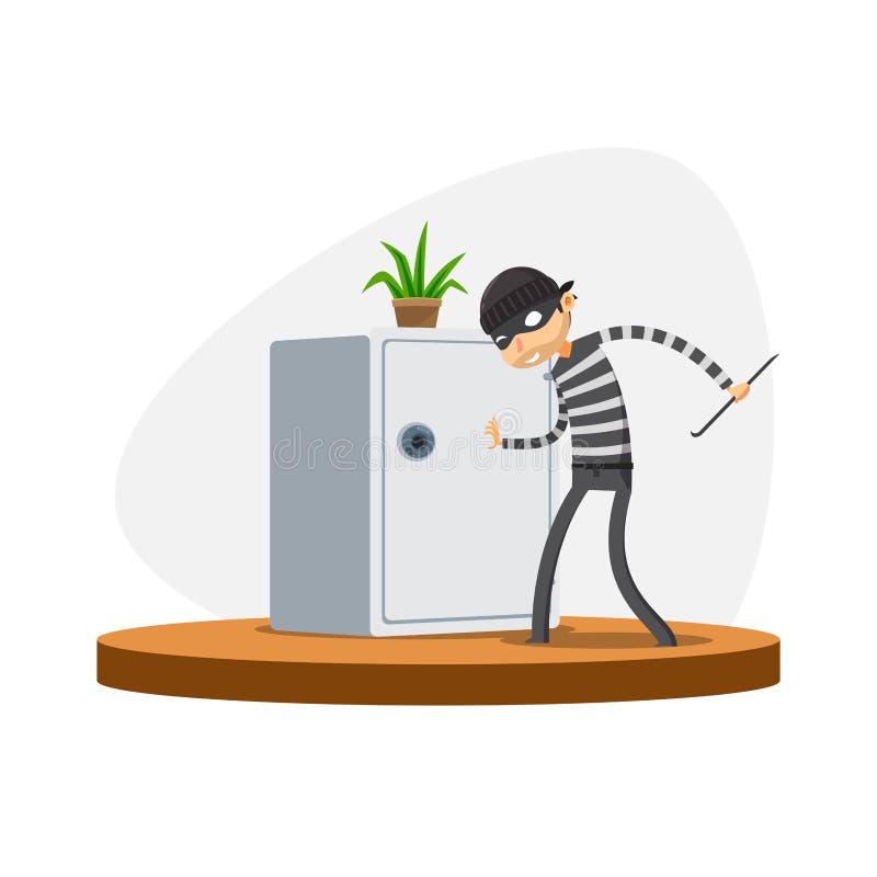 A Thief is Trying To Open the Safe Box. Isolated Vector Illustration ...