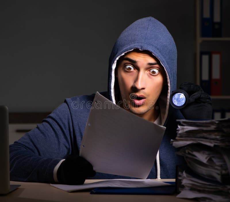 Thief Trying To Steal Personal Data in Identity Theft Concept Stock ...