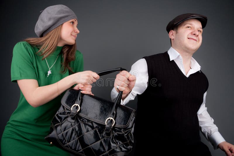 Thief steals a bag stock image. Image of bagpack, snatcher - 8678007