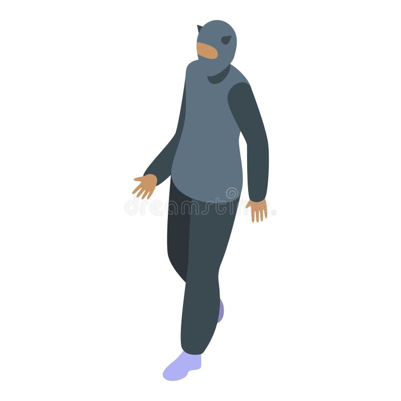 Thief Wearing Balaclava is Walking in Isometric View Stock Vector ...