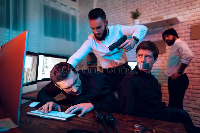 The Thieves Attacked the Guards in the Security Room. Stock Photo ...