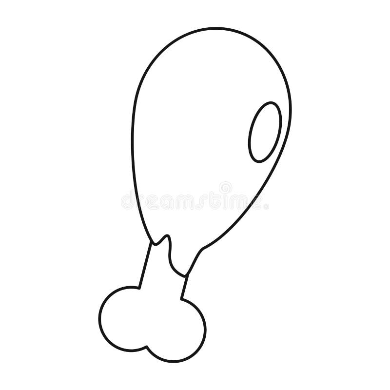 Thigh Chicken Fast Food Roasted Outline Stock Vector - Illustration of ...