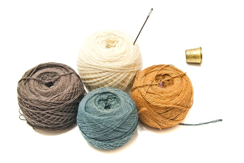 Thimble and balls of yarn stock image. Image of bobbin - 50749119