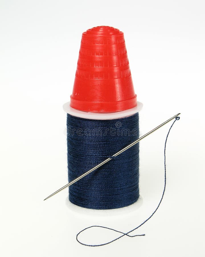 Thimble, needle and thread stock image. Image of tailoring - 210327