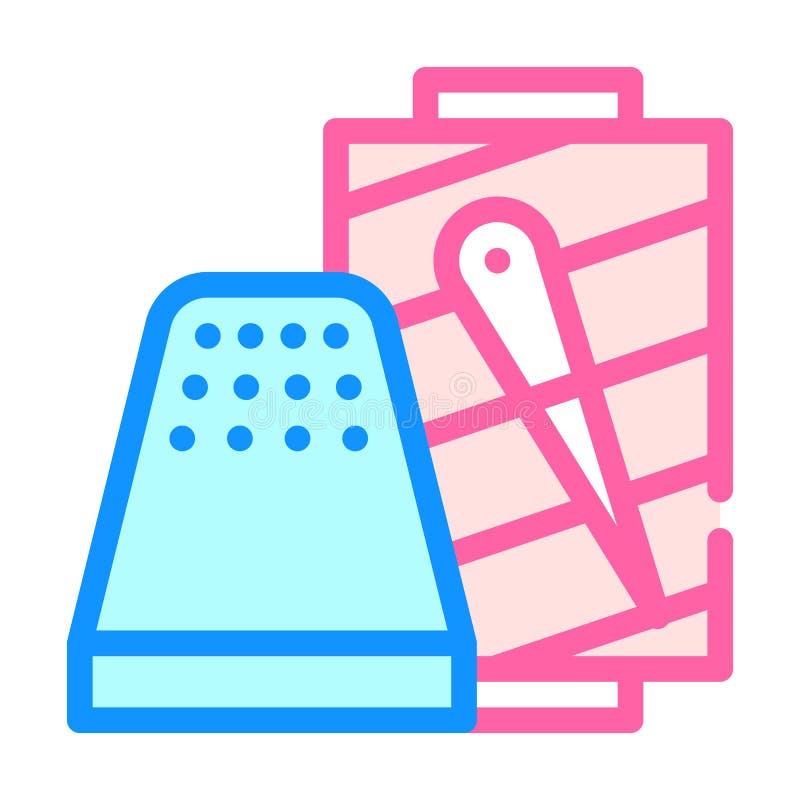 Thimble with Thread Color Icon Vector Illustration Stock Vector ...