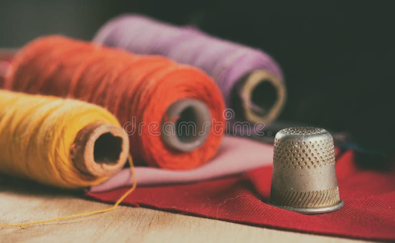 Thimble and thread stock photo. Image of machine, coil - 97416992