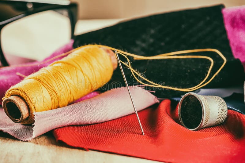 Thimble and thread stock image. Image of dressmaker, craft - 97417021