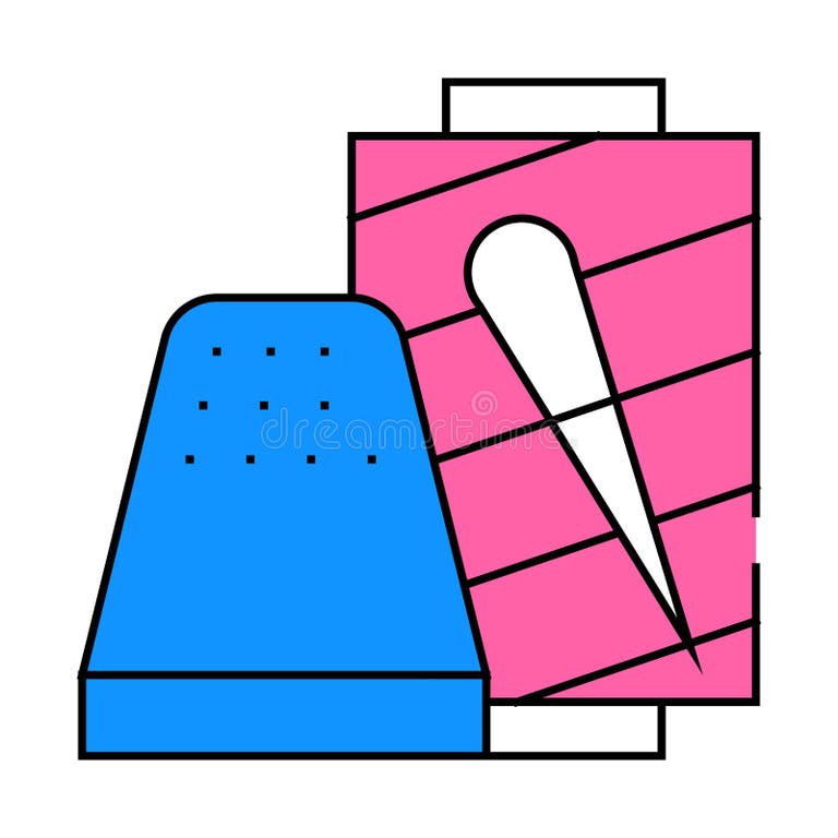 Thimble with Thread Icon Color Illustration Stock Vector - Illustration ...