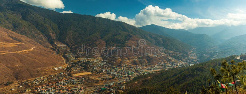 Aerial View of the Valley of Capital of Bhutan, Thimphu. Stock Image ...