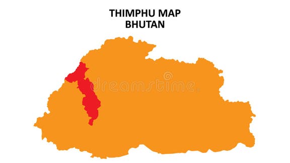 Thimphu State and Regions Map Highlighted on Bhutan Map Stock Vector ...