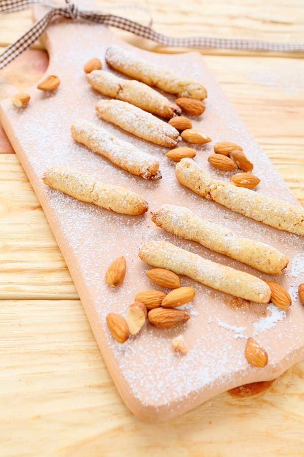 Thin Almond Cookies on the Board Stock Image - Image of celebration ...