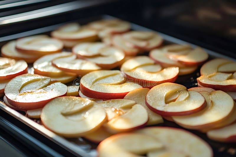 Thin Apple Slices Drying on Tray in Food Dehydrator Stock Image - Image ...