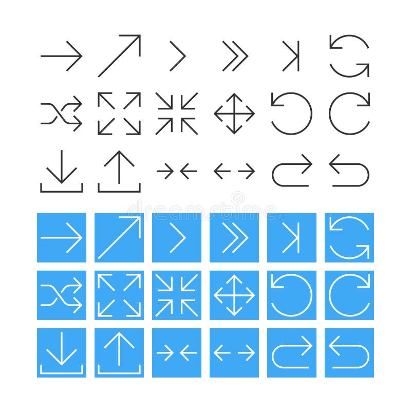Thin Arrow Icon Set. Vector Illustration Stock Vector - Illustration of ...