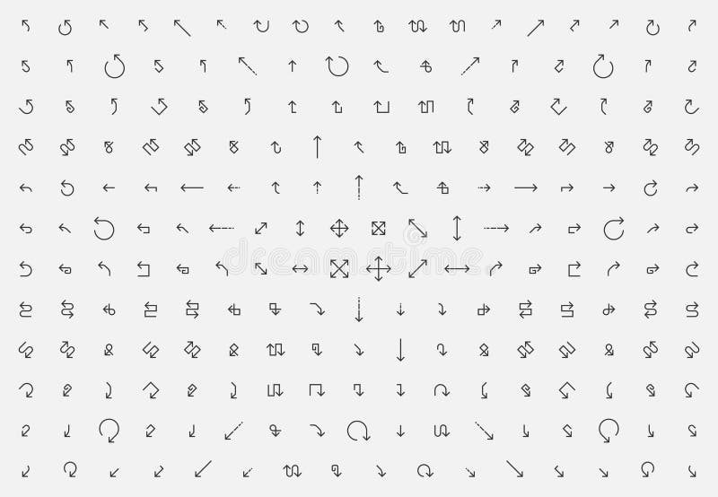 Thin Arrow Set Vector Symbol. Arrows Line Icon Collection Stock Vector ...