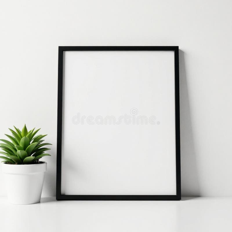 Thin Black Frame, White Mat, Against White Wall, Simple Frame ...