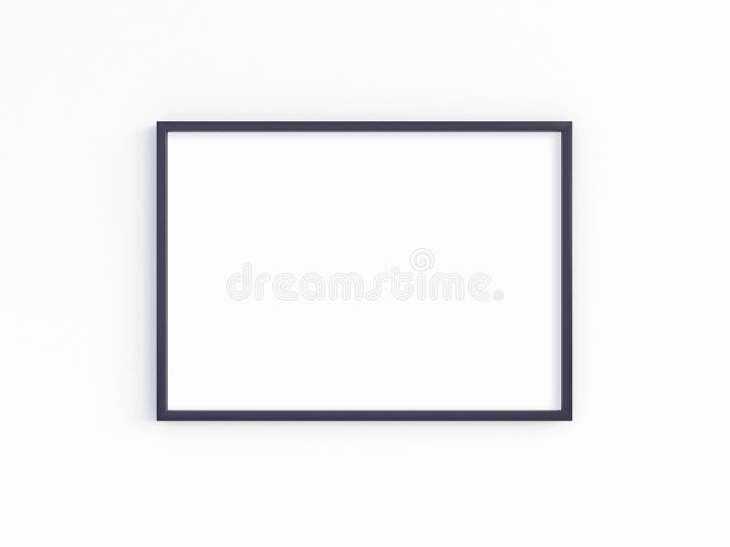 Thin Black Horizontal Frame on a Light Wall. 3D Illustration Stock ...