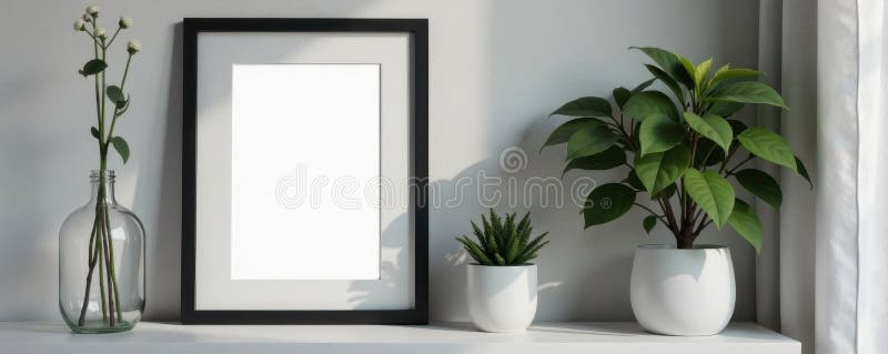 Thin Black Square Frame with White Mount Perfect for Showcasing Prints ...