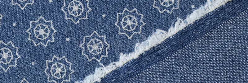 Thin Blue Jeans Fabric with White Print Stock Photo - Image of textured ...