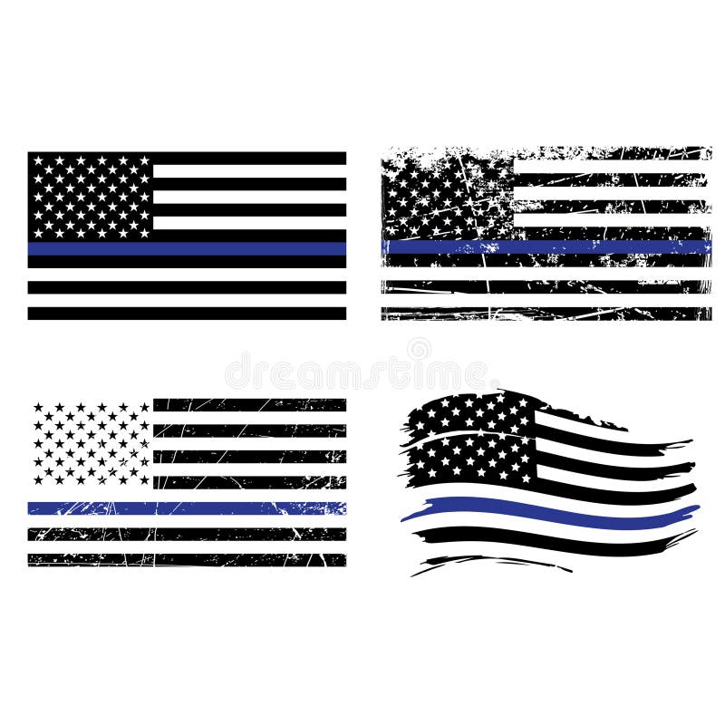 Thin Blue Line US Flag stock vector. Illustration of clipart - 302715098