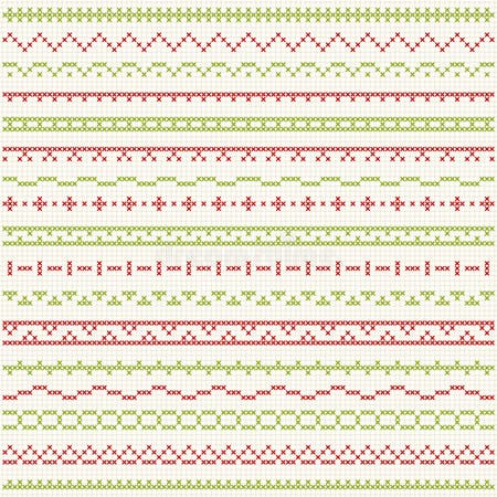 Thin Borders for Christmas Cross-stitch Embroidery Stock Vector ...