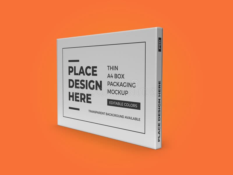 Thin A4 Box Packaging 3D Illustration Mockup Scene Stock Illustration ...