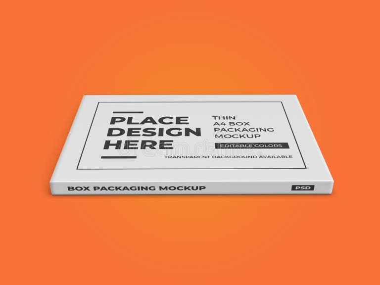 Thin A4 Box Packaging 3D Illustration Mockup Scene Stock Illustration ...