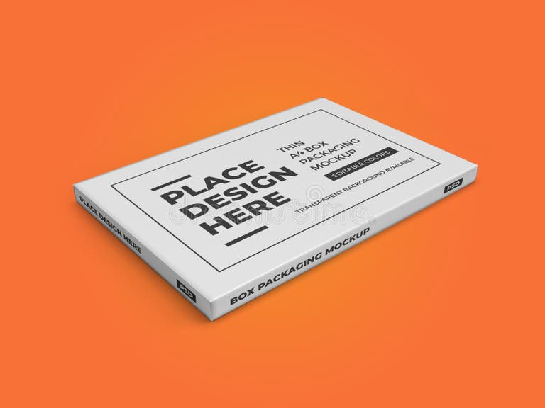 Thin A4 Box Packaging 3D Illustration Mockup Scene Stock Illustration ...