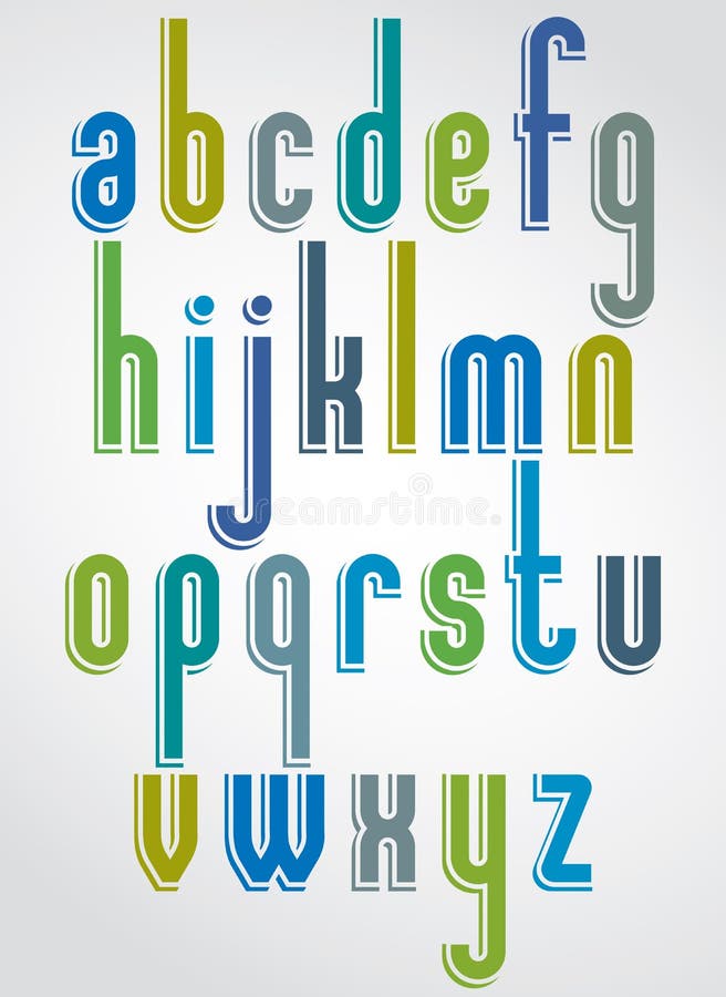 Thin Bright Font, Rounded Lowercase Letters with White Stock Vector ...