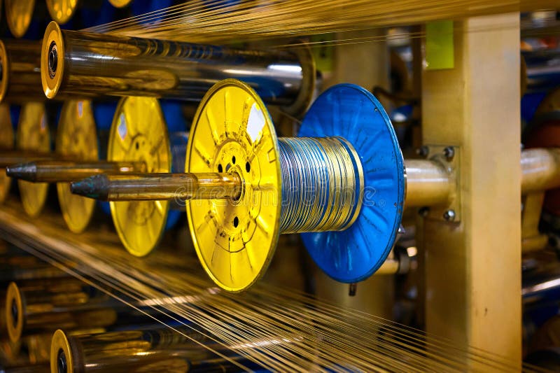 Thin Cables Coiled on Creels and Metal Rollers in Workshop Stock Image ...