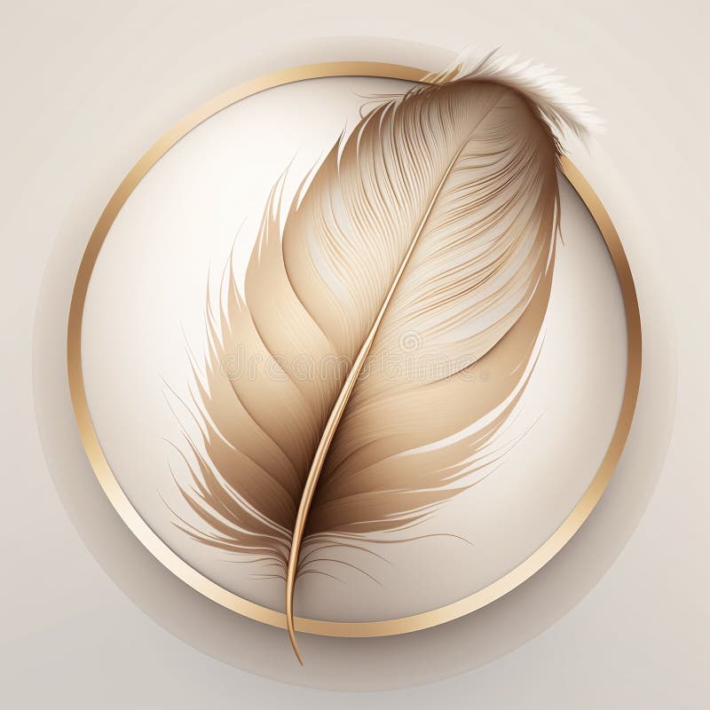 A Thin Circle Logo with One Single Elegant Feather Inside. Generative ...