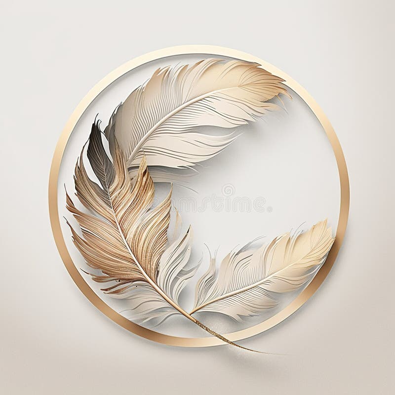 A Thin Circle Logo with One Single Elegant Feather Inside. Generative ...