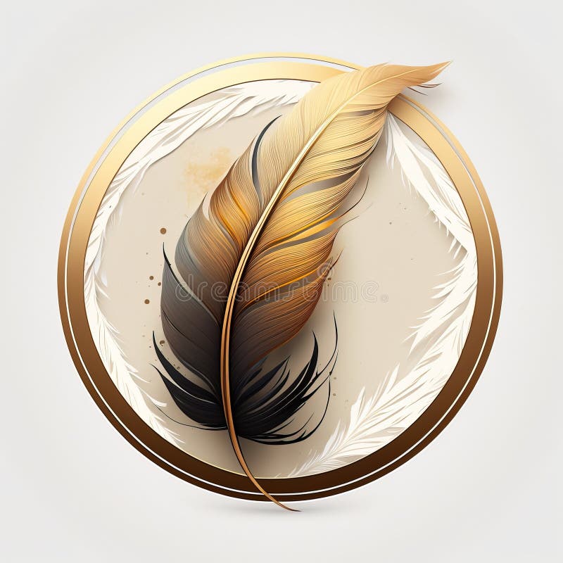 A Thin Circle Logo with One Single Elegant Feather Inside. Generative ...
