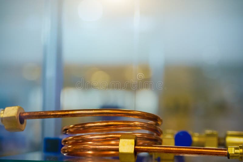 Copper Pipe Fittings. Set of Connecting Angle Pipes Made of Copper ...