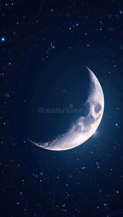 Thin Crescent Moon, Stunning High Resolution, Star Field, Clear, Space ...