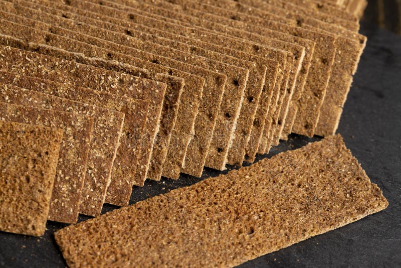 Thin Crispy Rye Flour Bread with Bran Stock Photo - Image of crispbread ...