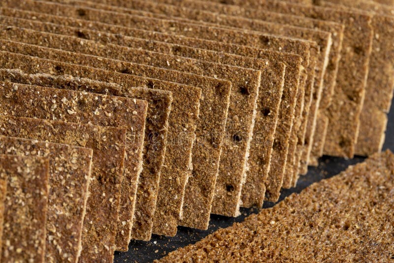 Thin Crispy Rye Flour Bread with Bran Stock Image - Image of cracker ...