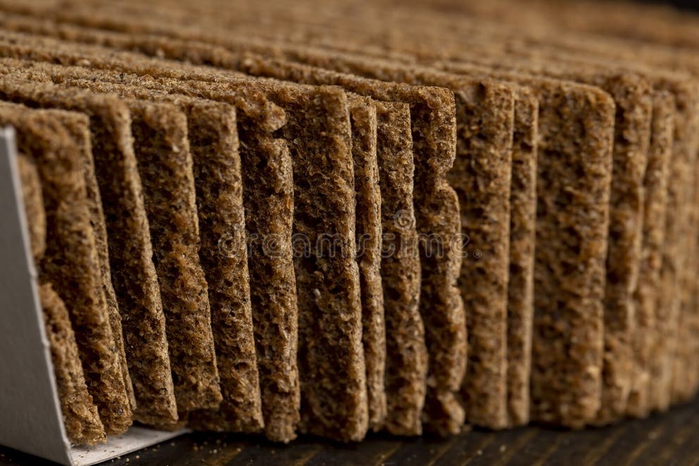 Thin Crispy Rye Flour Bread with Bran Stock Image - Image of view ...
