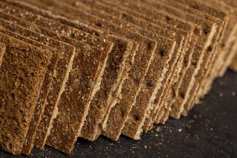 Thin Crispy Rye Flour Bread with Bran Stock Photo - Image of food ...