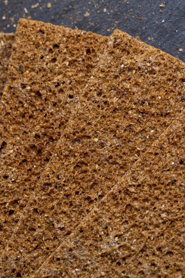 Thin Crispy Rye Flour Bread with Bran Stock Photo - Image of food ...