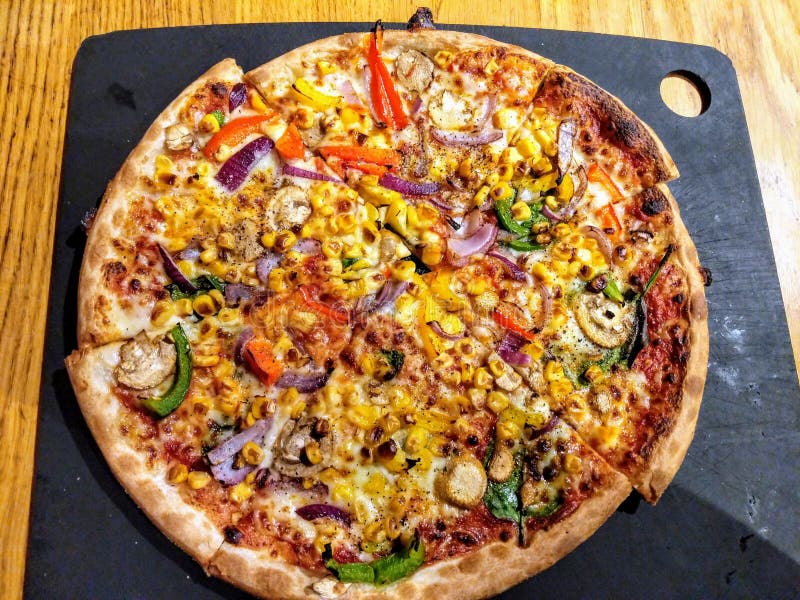 Thin Crust Base Vegetarian Pizza Stock Photo - Image of crust, thin ...