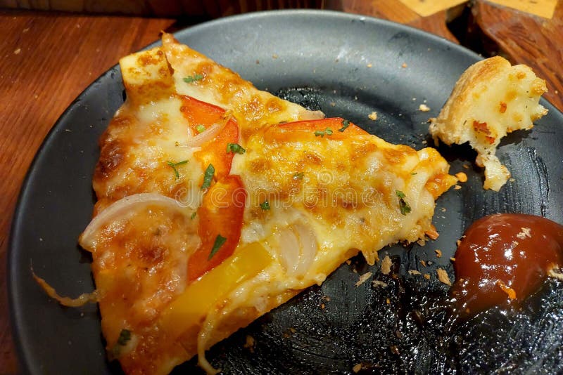 Thin Crust Pizza Slice Served in Plate - Image Stock Image - Image of ...