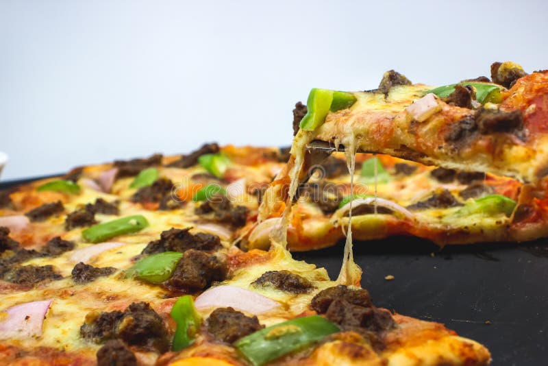 Thin Crust Wood Fired Pizza Slice Stock Image - Image of meat, light ...