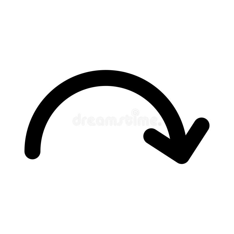 Thin Curved Arrow Line Icon. Black Arrow Vector Illustration. Right ...