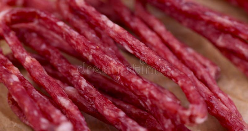 Dry pork meat on the table stock footage. Video of sliced - 318062292